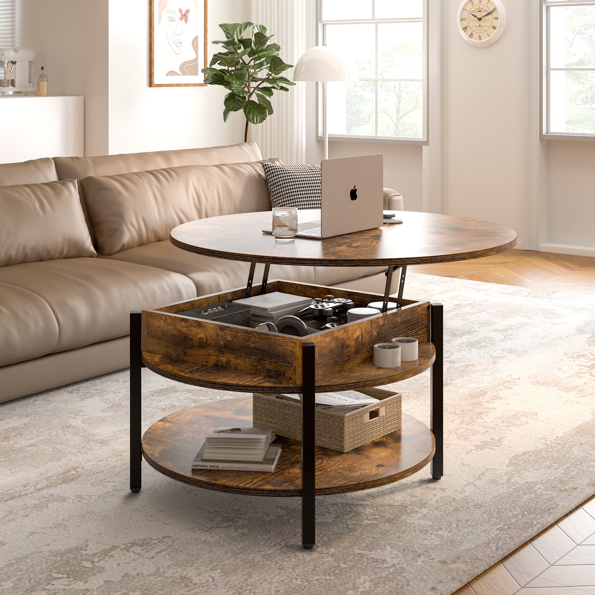 Circle lift top coffee table store